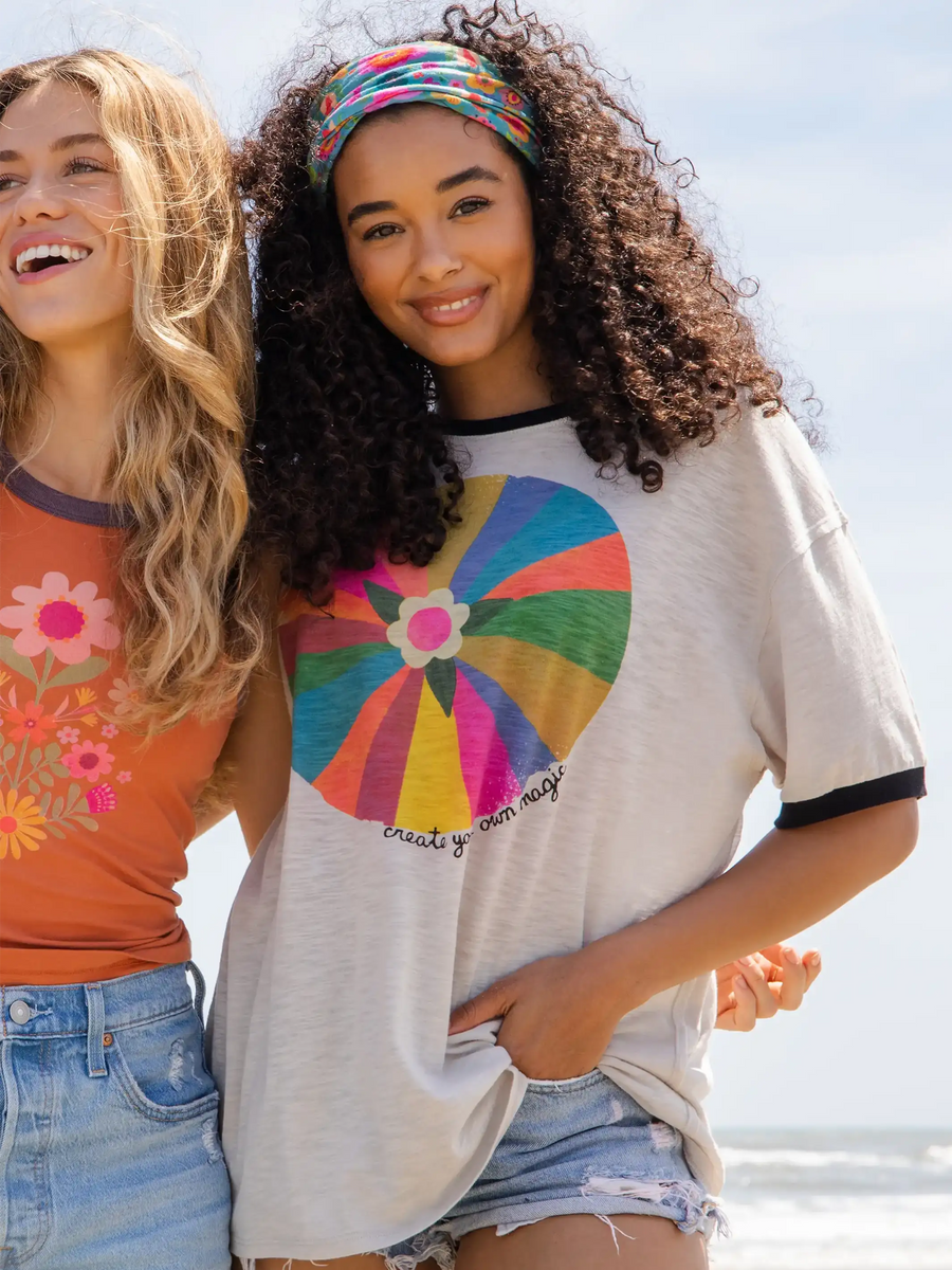 Ringer Oversized Tee Shirt - Create Your Own Magic – Natural Life