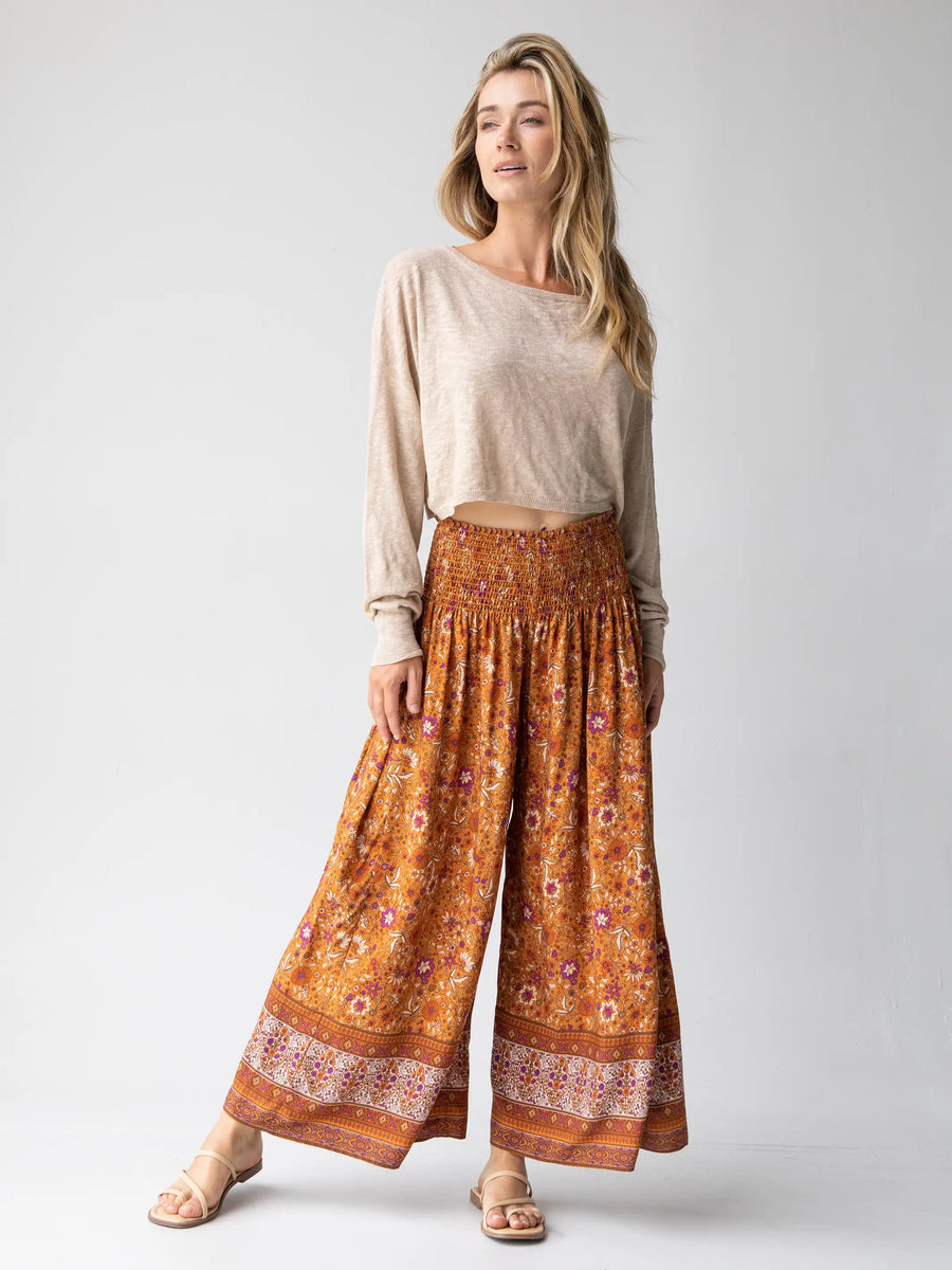 Make A Move Wide-Leg Palazzo Pant - Camel Border – Natural Life