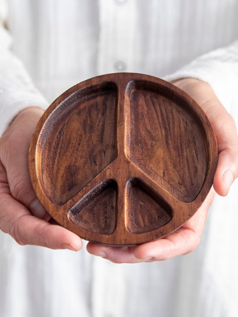 Carved Wood Trinket Dish - Peace Sign – Natural Life