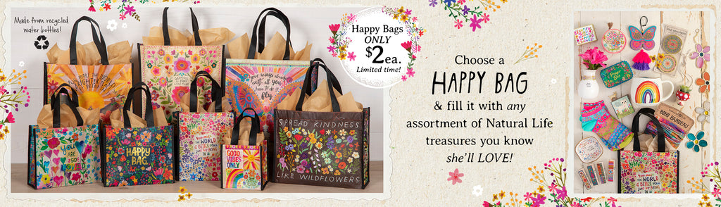 Shop Recycled Happy Bags - The Perfect Gift Bag - Natural Life