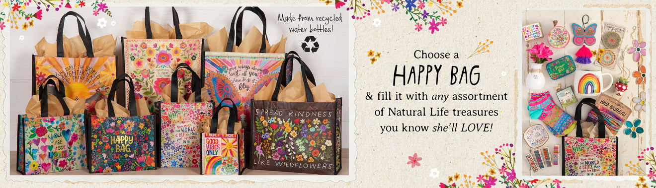 Shop Recycled Happy Bags - The Perfect Gift Bag - Natural Life