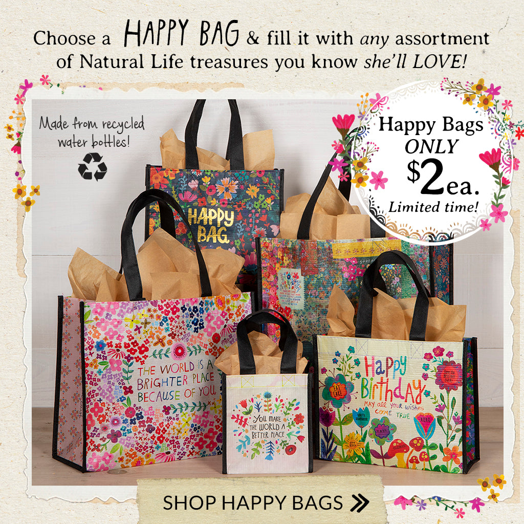 Shop Recycled Happy Bags - The Perfect Gift Bag - Natural Life
