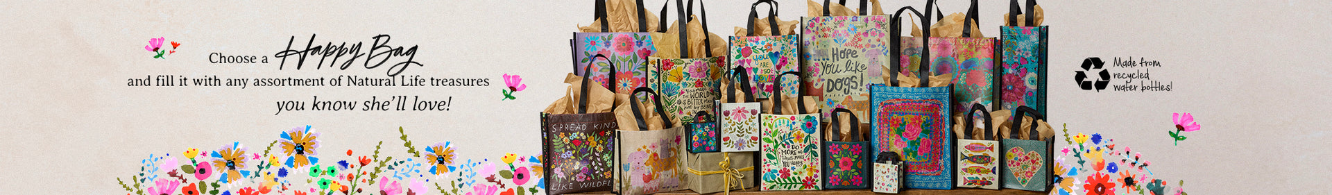 Shop Recycled Happy Bags - The Perfect Gift Bag - Natural Life