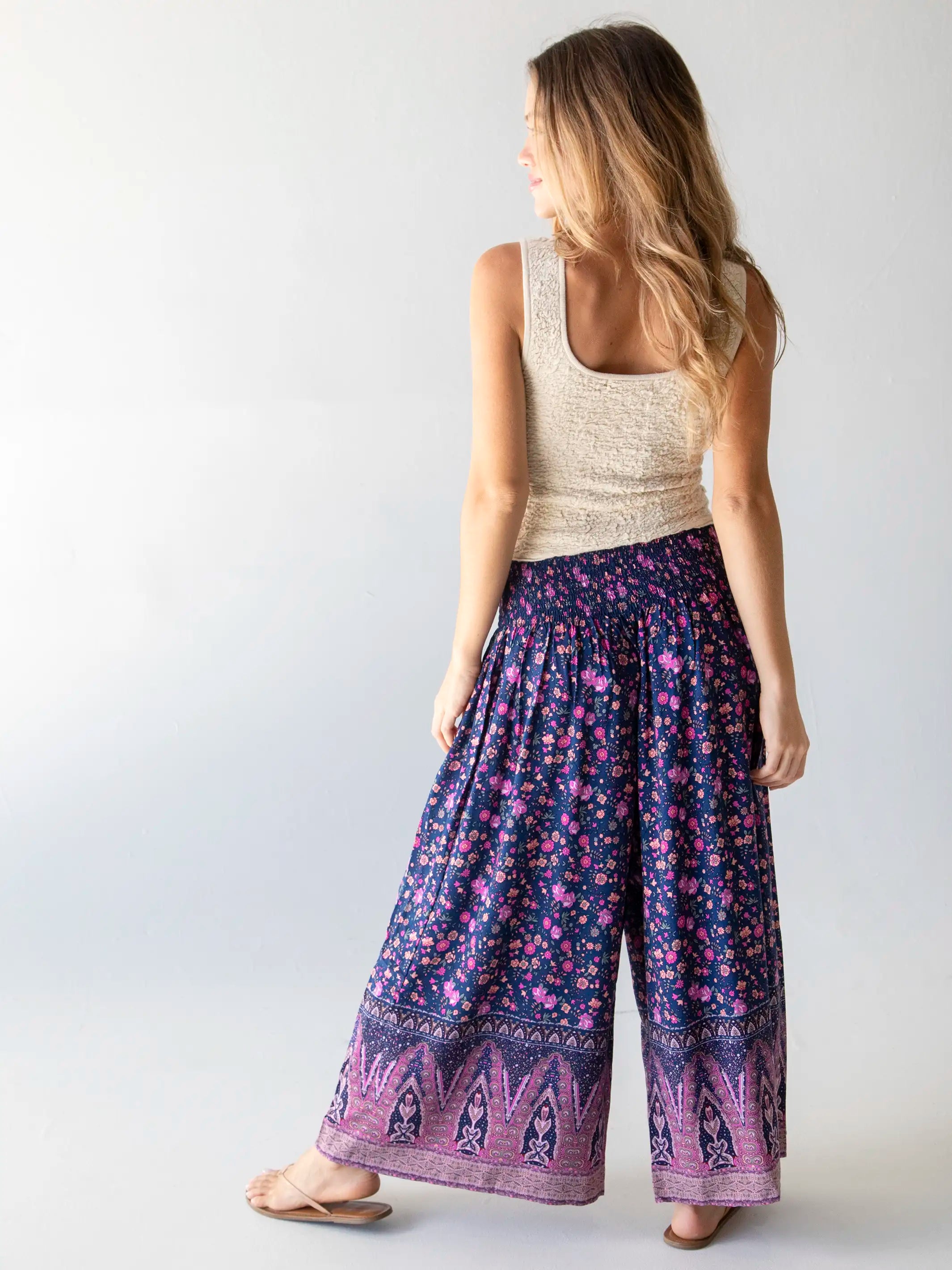 Make A Move Wide-Leg Palazzo Pant - Camel Border – Natural Life