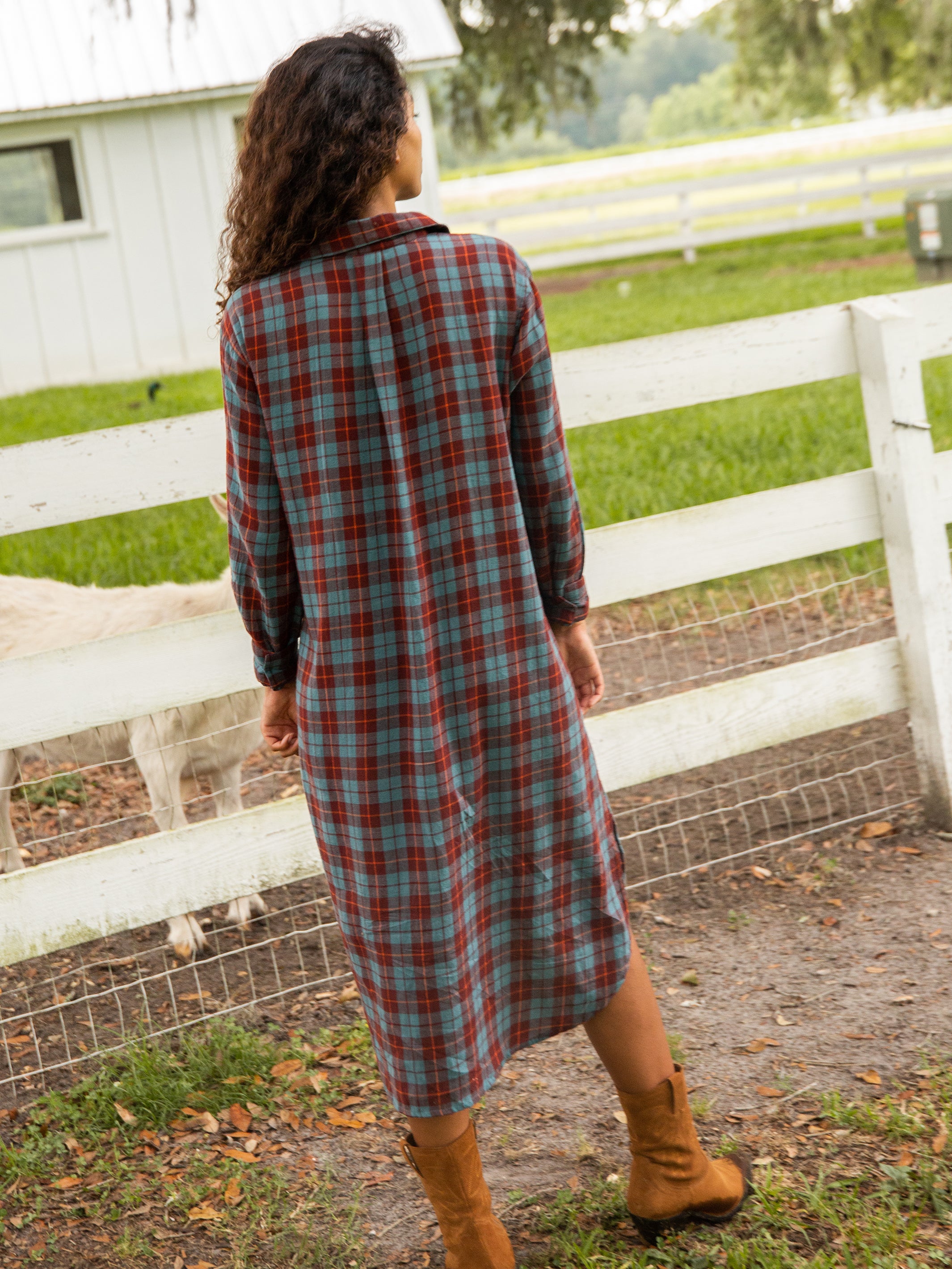 Cooper Flannel Shirt Dress - Turquoise Orange Plaid – Natural Life